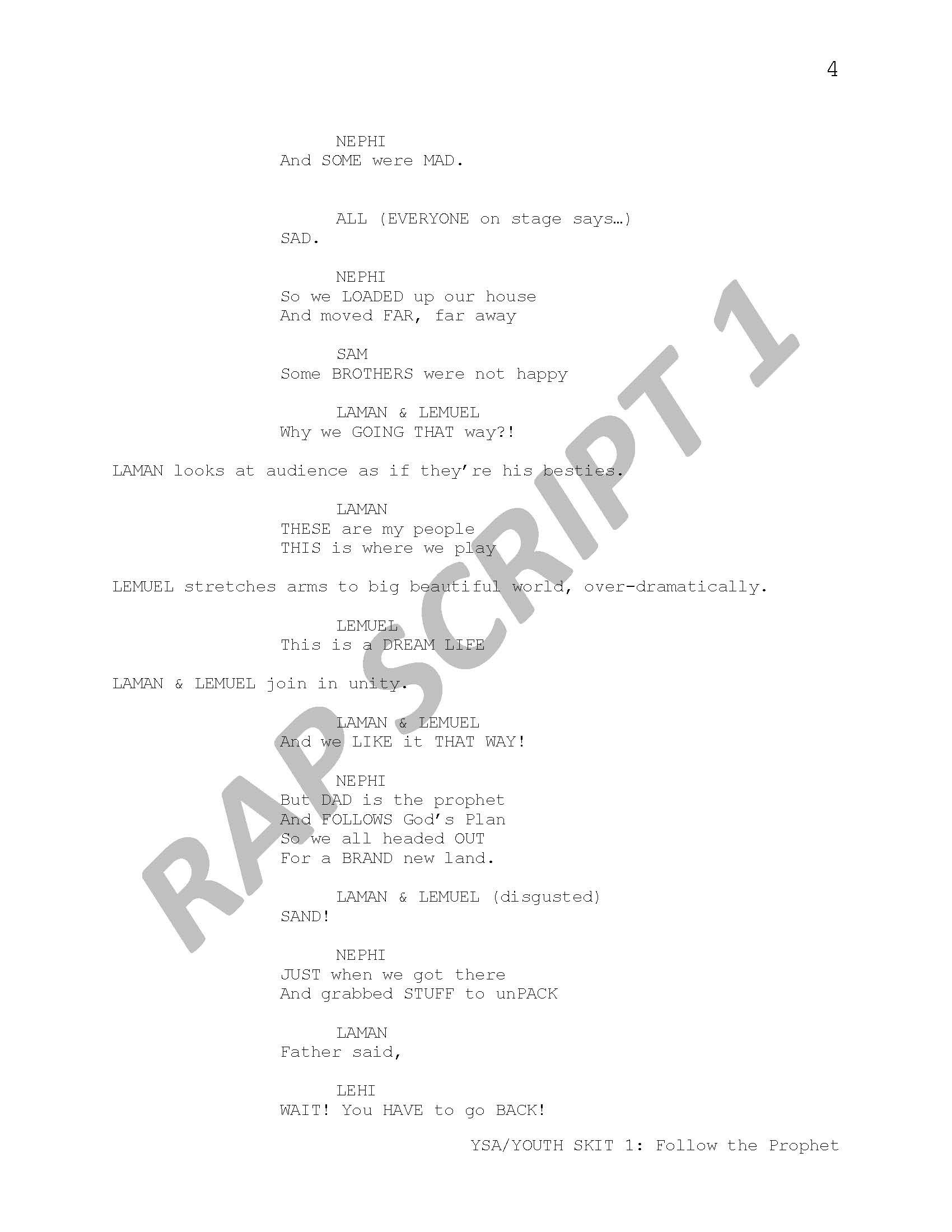 Rap Script for Ysa/youth the Book of Mormon 1 Nephi 1-5 - Etsy