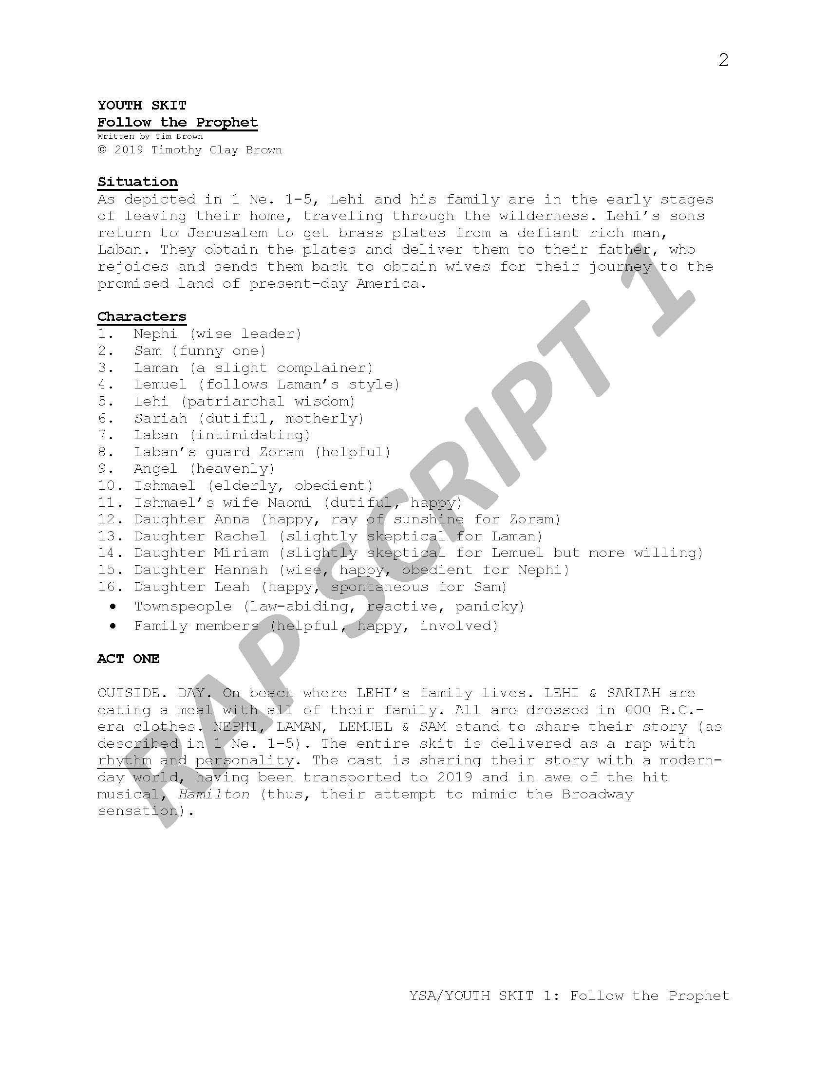 Rap Script for Ysa/youth the Book of Mormon 1 Nephi 1-5 - Etsy