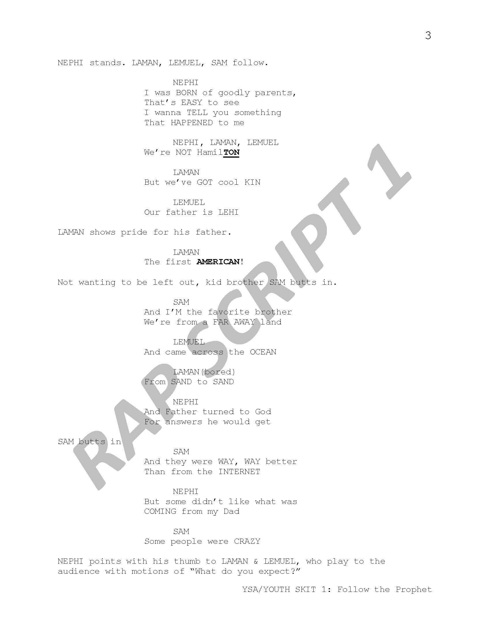 Rap Script for Ysa/youth the Book of Mormon 1 Nephi 1-5 - Etsy
