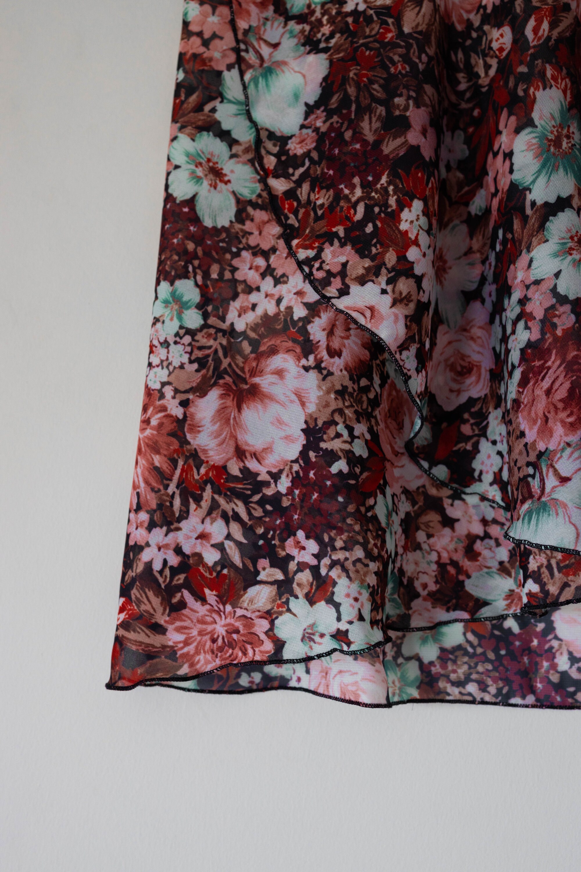 Classic June Flowers Black Wrap Ballet Skirt-polyester Chiffon Ballet ...
