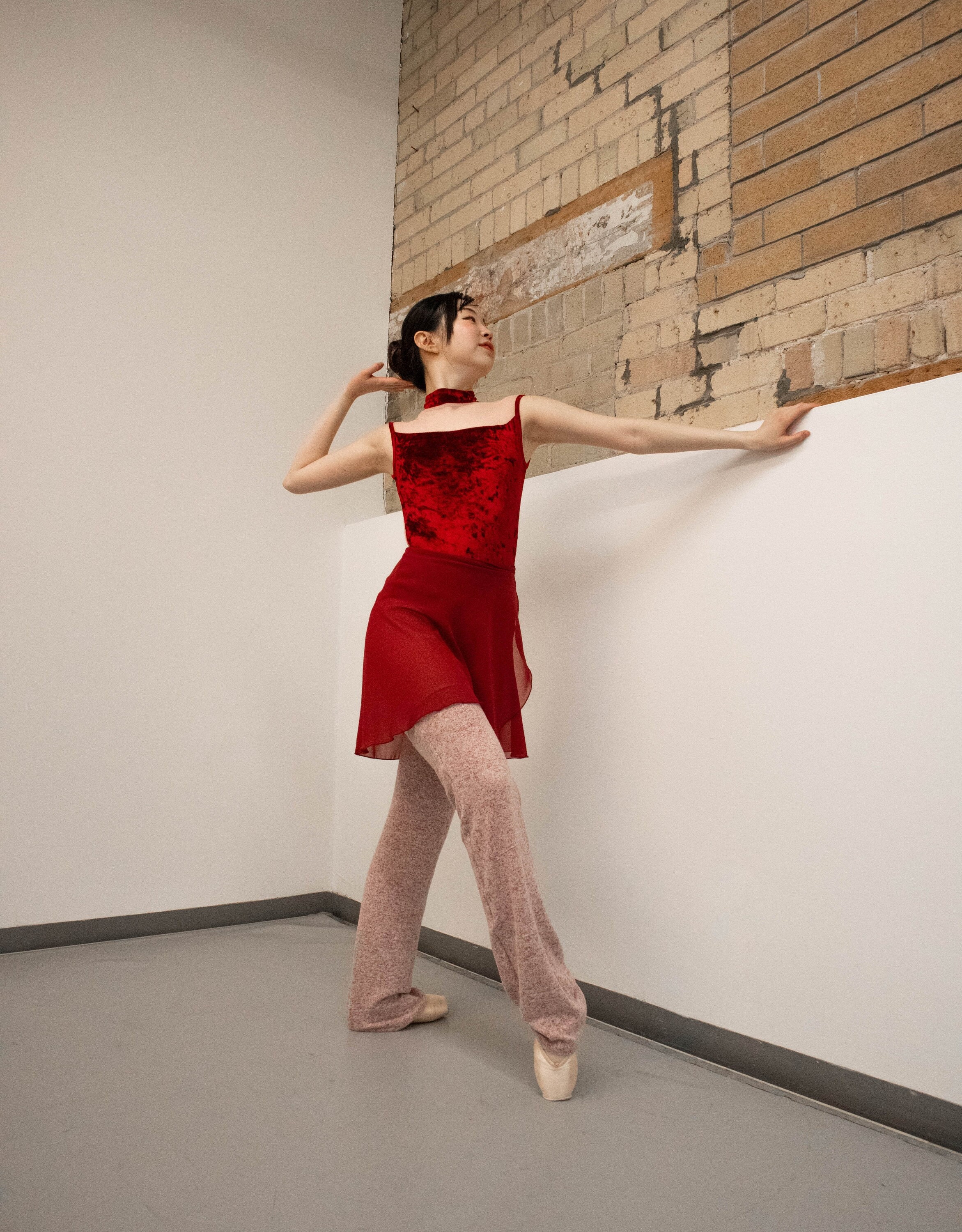Classic Burgundy Red Wrap Ballet Skirt Red Polyester Chiffon Ballet ...