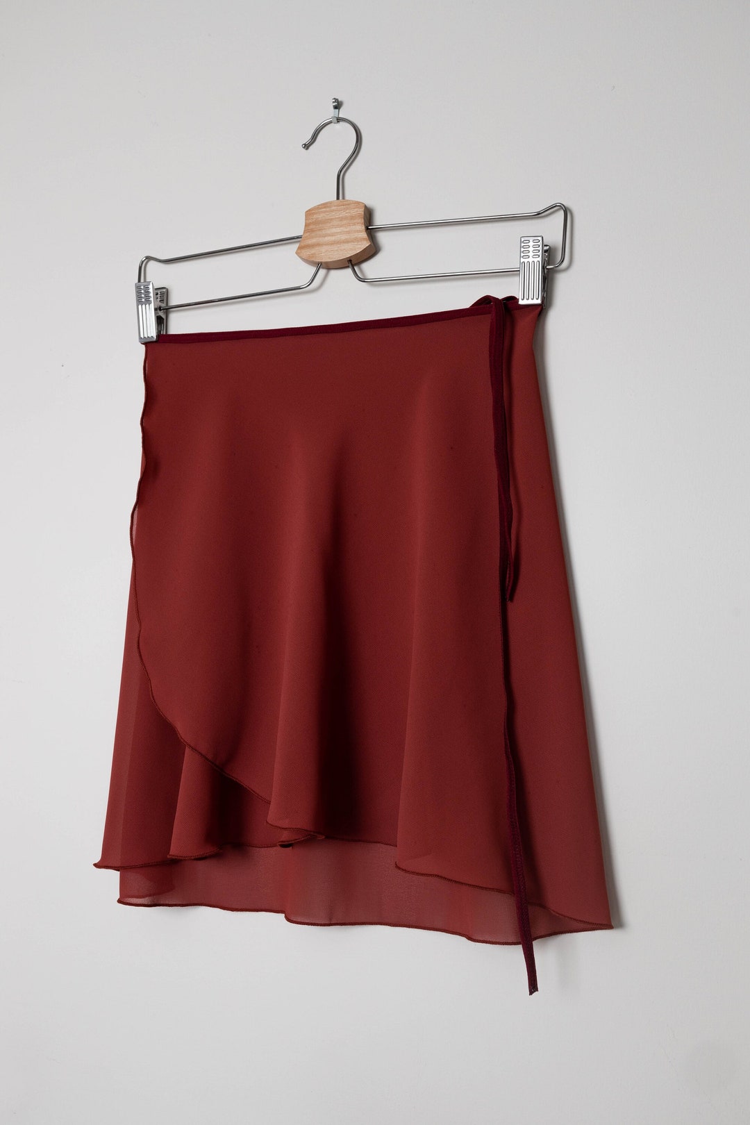 Classic Scarlet Red Wrap Ballet Skirt- Red Polyester Chiffon Ballet ...