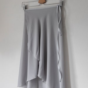 Classic Grey Wrap Ballet Skirt- Light Grey Polyester Chiffon Ballet ...