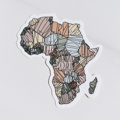 Map of Africa Art Waterproof Sticker Decal - Etsy