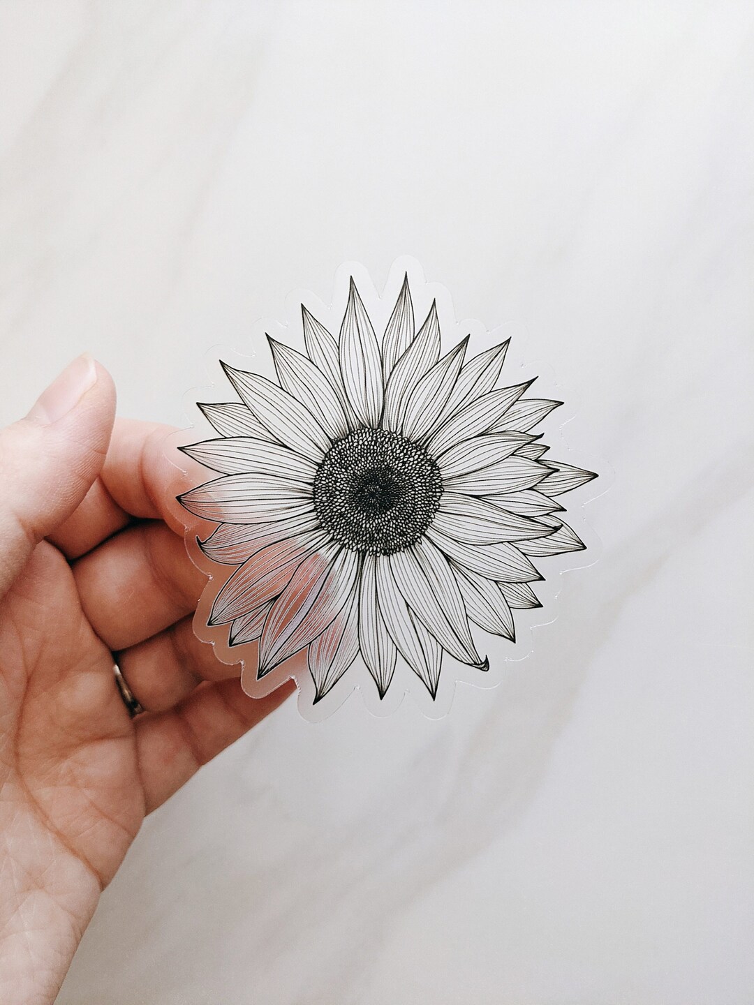 CLEAR Sunflower Sticker | MINI Size Available | Vinyl | Floral | Water ...