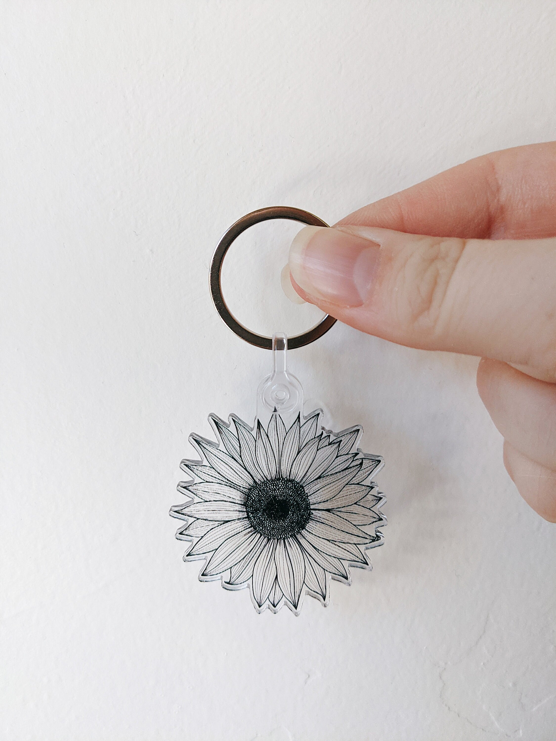 Sunflower keychain clear acrylic floral illustration | Etsy