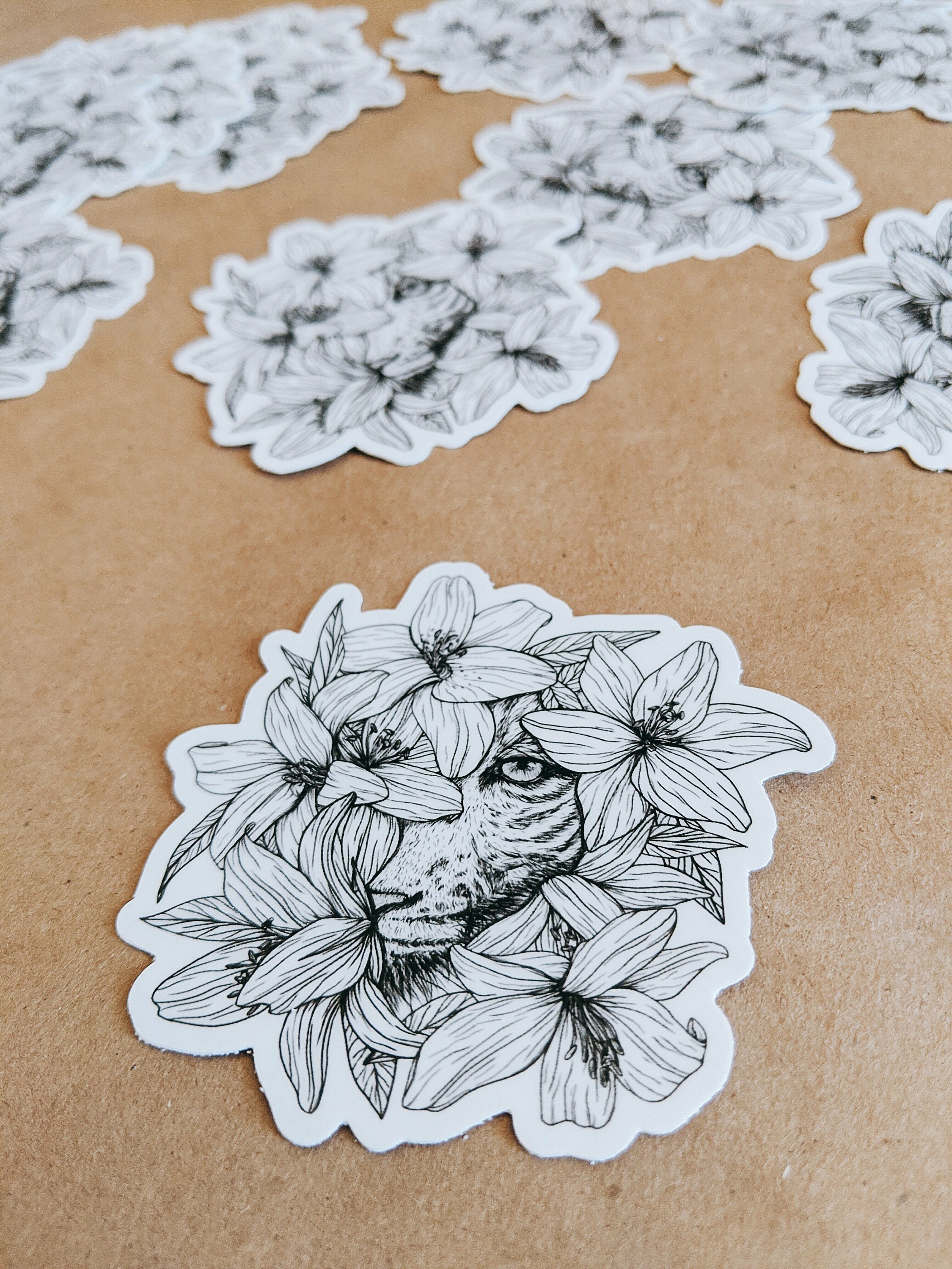 Tiger Lily Floral Sticker Vinyl Decal Hand Drawn - Etsy