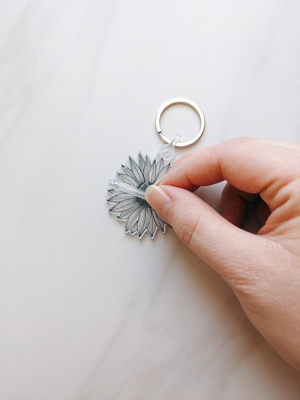 Sunflower keychain clear acrylic floral illustration | Etsy