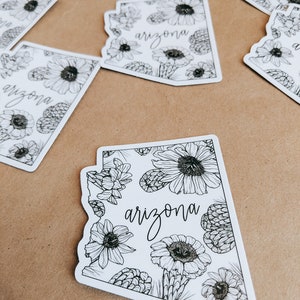 Arizona Sticker | AZ State Flower | Saguaro Cactus Blossom | Floral ...