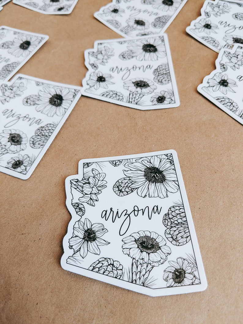 Arizona Sticker AZ State Flower Saguaro Cactus Blossom | Etsy