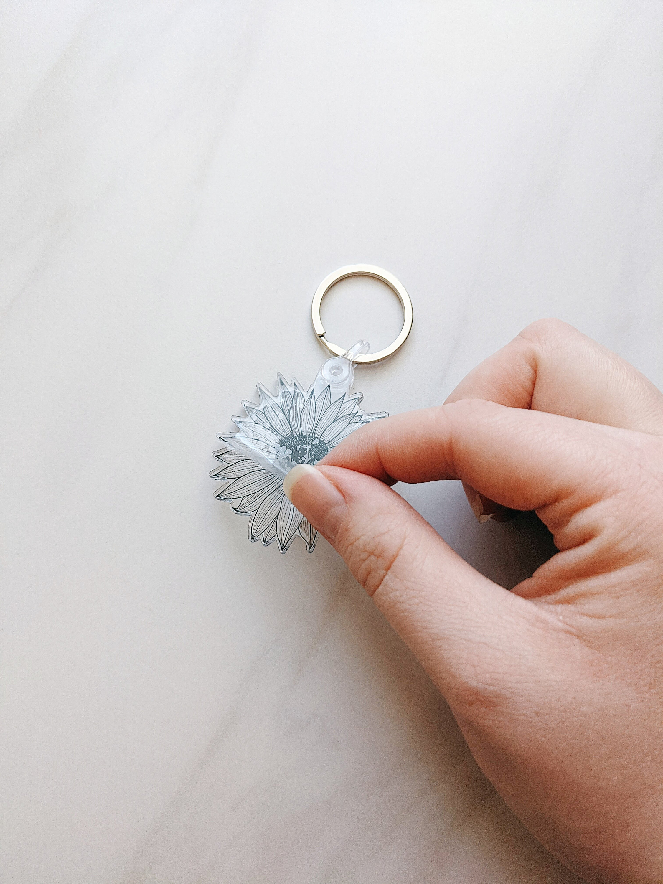 Sunflower keychain clear acrylic floral illustration | Etsy