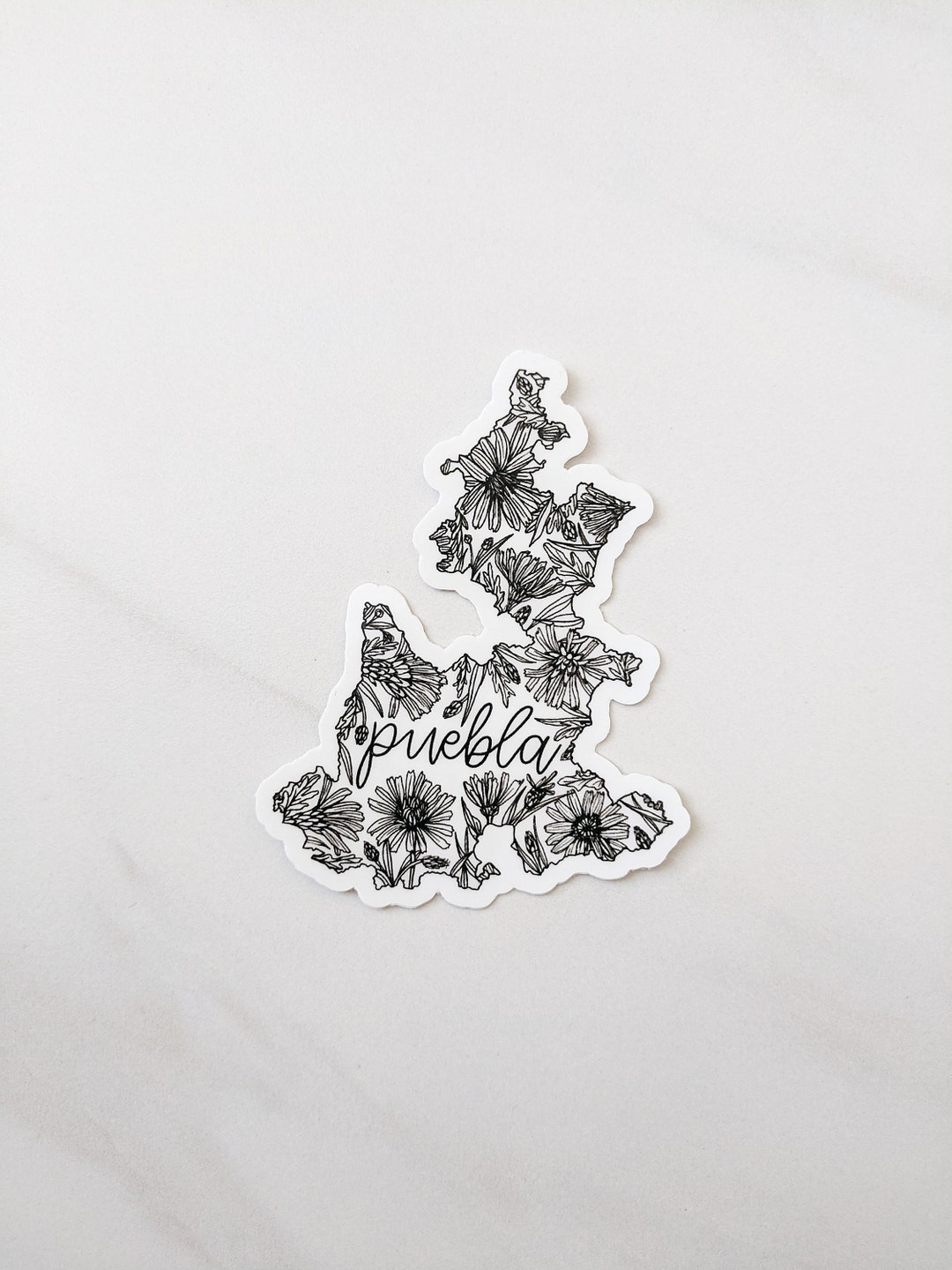 Puebla Sticker Mexico State Rock Lettuce Flower Hand-lettered Floral ...