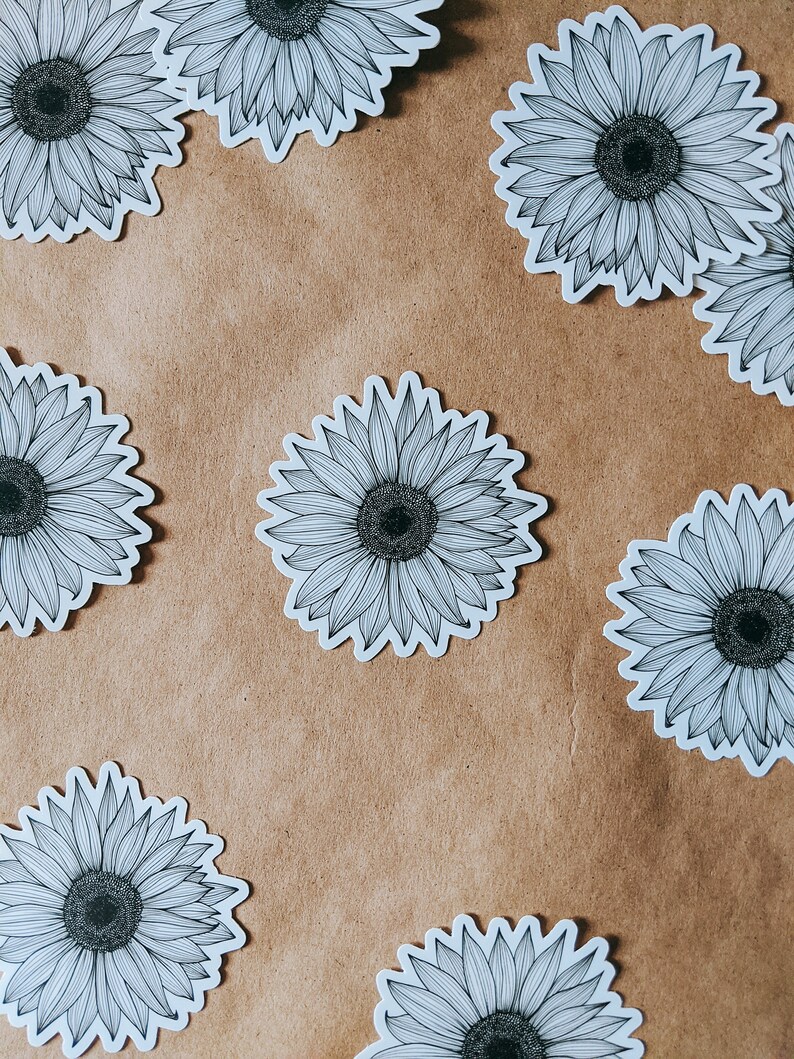 Sunflower flower sticker vinyl sticker floral | Etsy