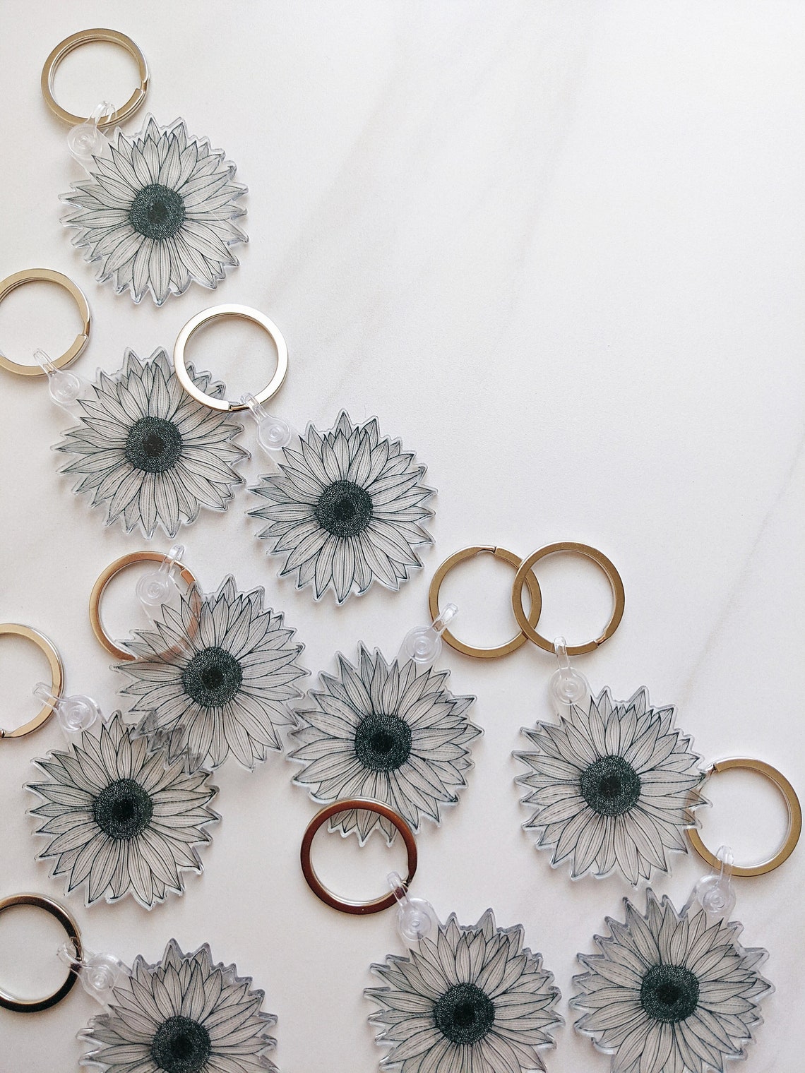 Sunflower keychain clear acrylic floral illustration | Etsy