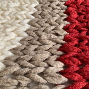 Tri-color Chunky Knit Blanket - Etsy