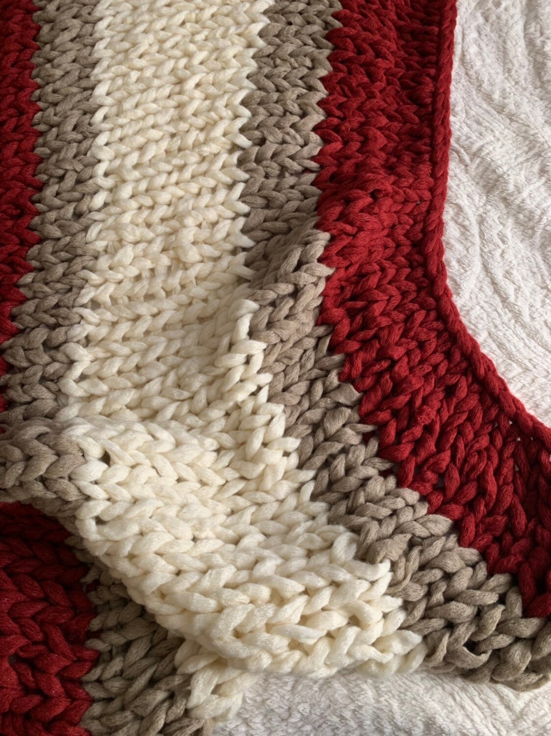 Tri-color Chunky Knit Blanket - Etsy