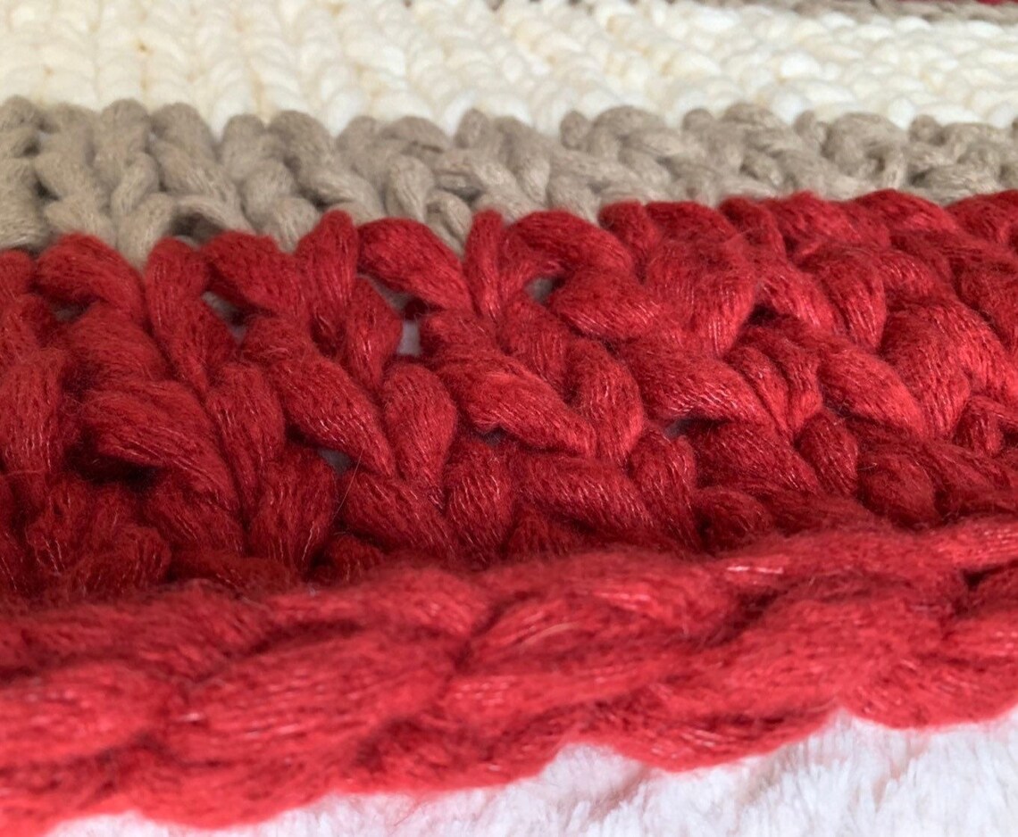Tri-color Chunky Knit Blanket - Etsy