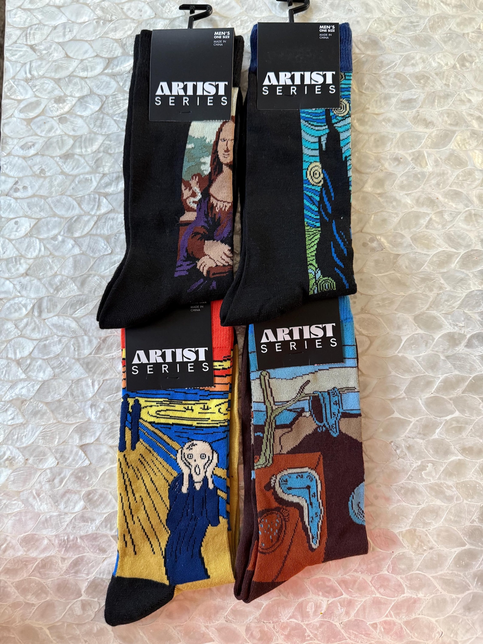 Novelty Socks. Artists Mona Lisa, the Scream, Persistence of Memory ...