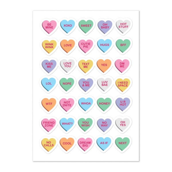 Conversation Hearts Sticker - Etsy