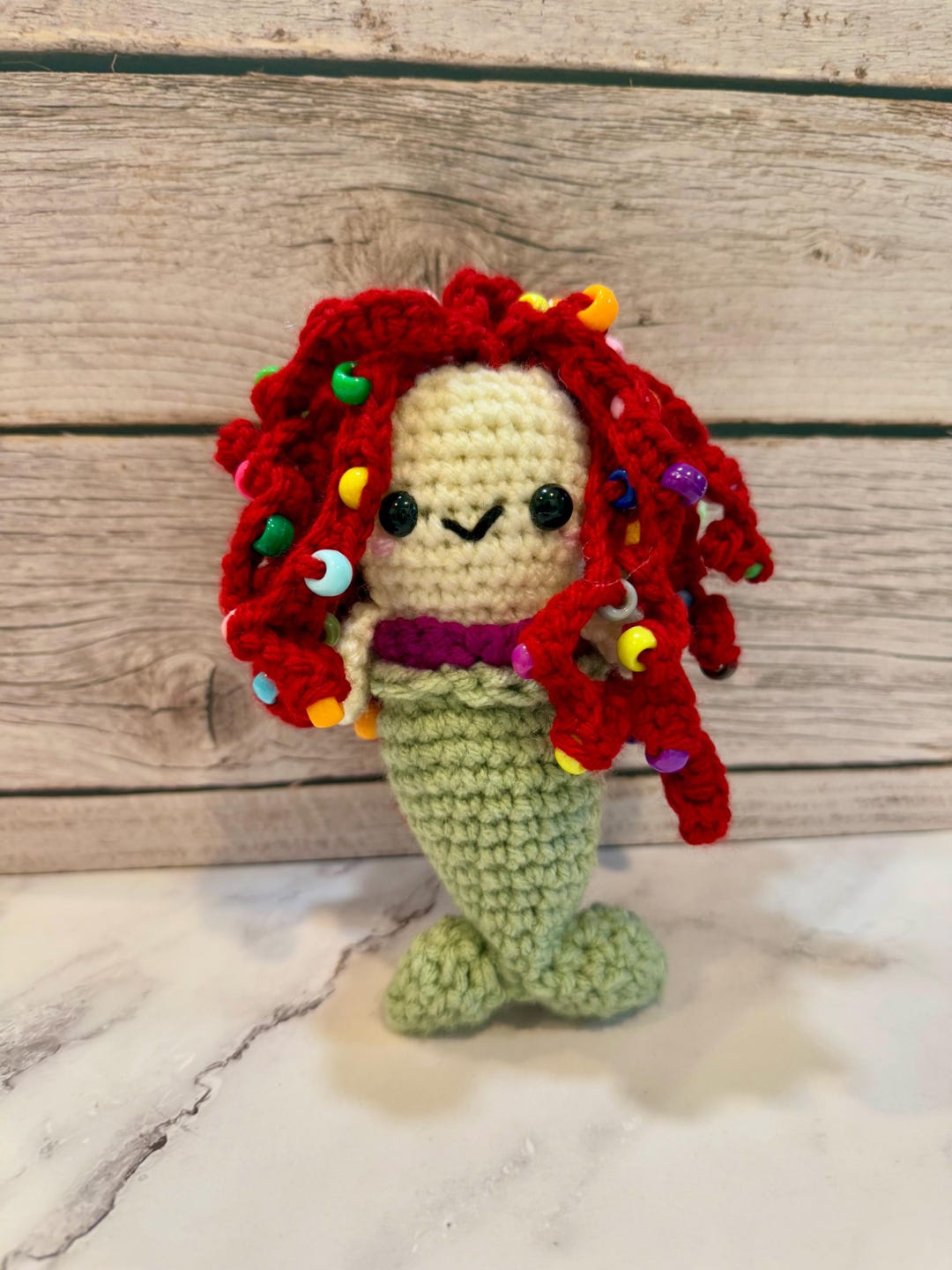 PATTERN| No Sew | Mermaid Fidget Crochet Beaded Pattern | Fidget Toy ...