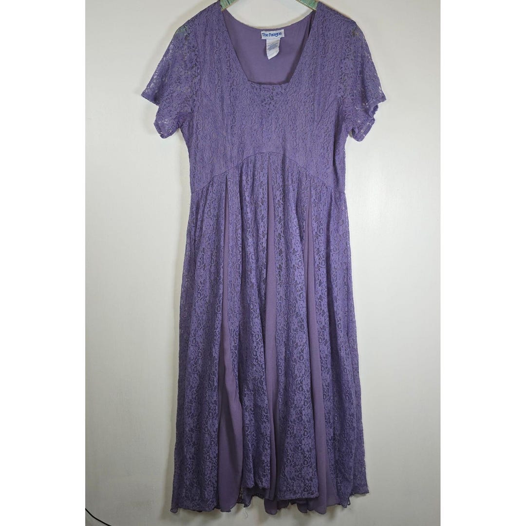 Vintage 1990's the Paragon Full Purple Lace Body Whimsical Earthy Dress ...