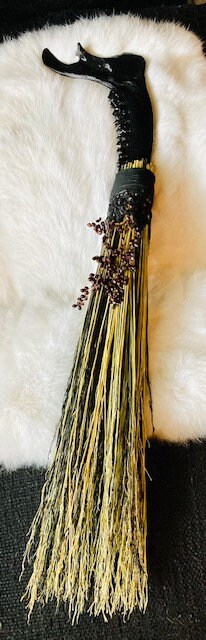 Altar Broom/besom Real Jaw Bone Black and White Samhain - Etsy