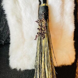 Altar Broom/besom, Real Jaw Bone, Black and White, Samhain, Witchcraft ...