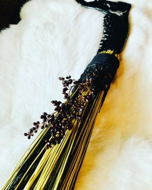 Altar Broom/besom Real Jaw Bone Black and White Samhain - Etsy