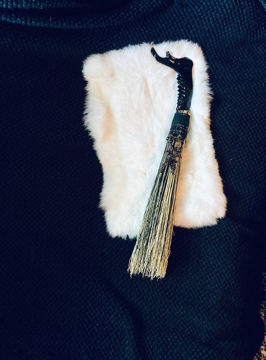 Altar Broom/besom, Real Jaw Bone, Black and White, Samhain, Witchcraft ...