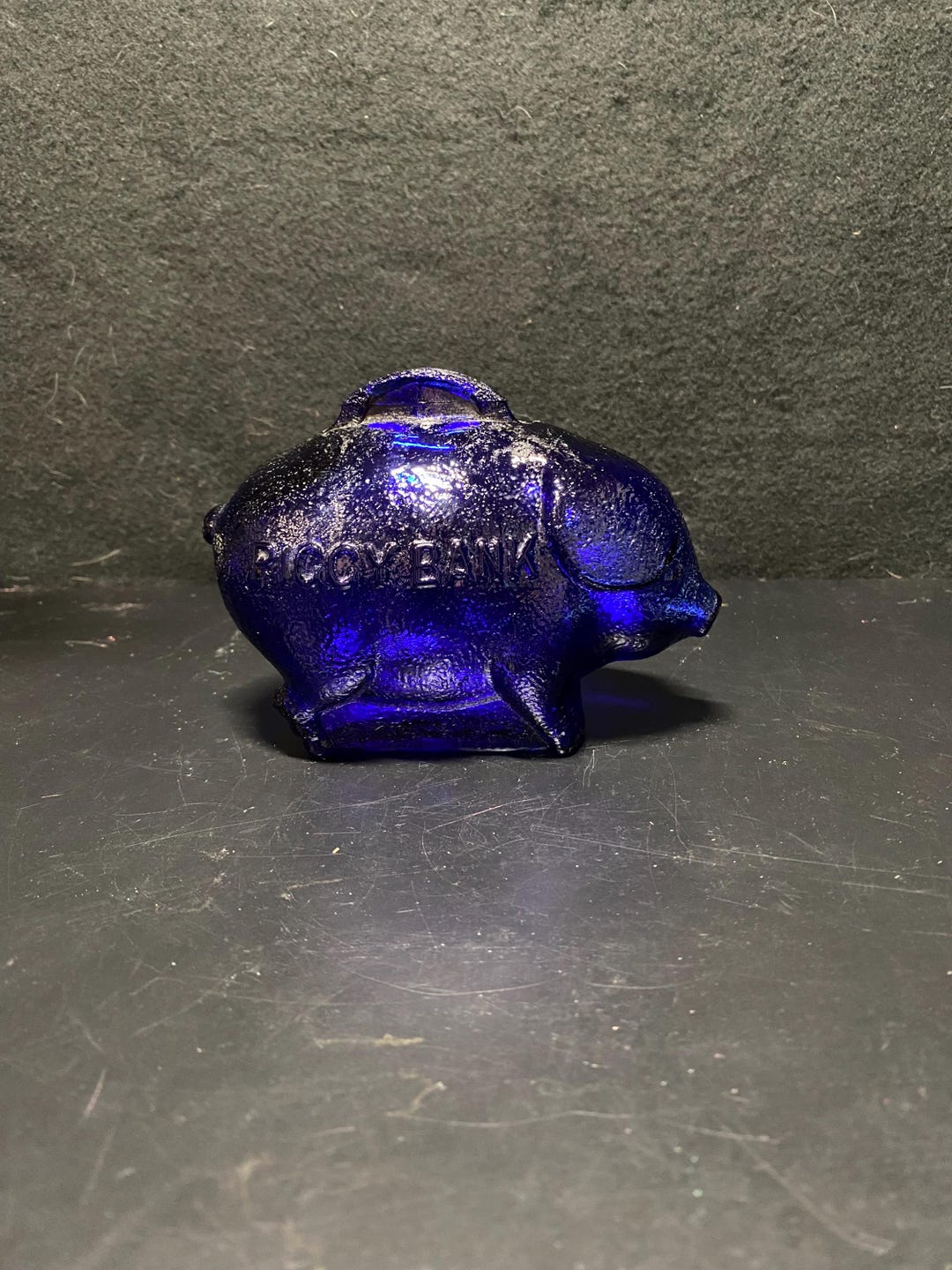 Vintage Anchor Hocking Textured Glass Piggy Bank in Cobalt Blue - Etsy