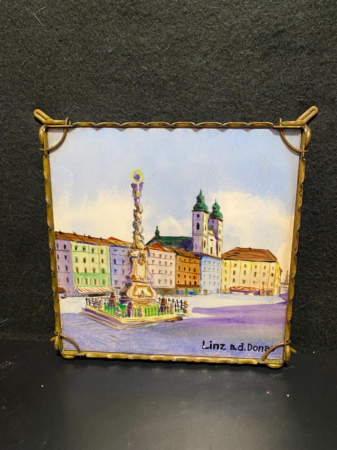 Linz A.d. Donau Linz on the Danube Trinity Column Austria Tile and ...