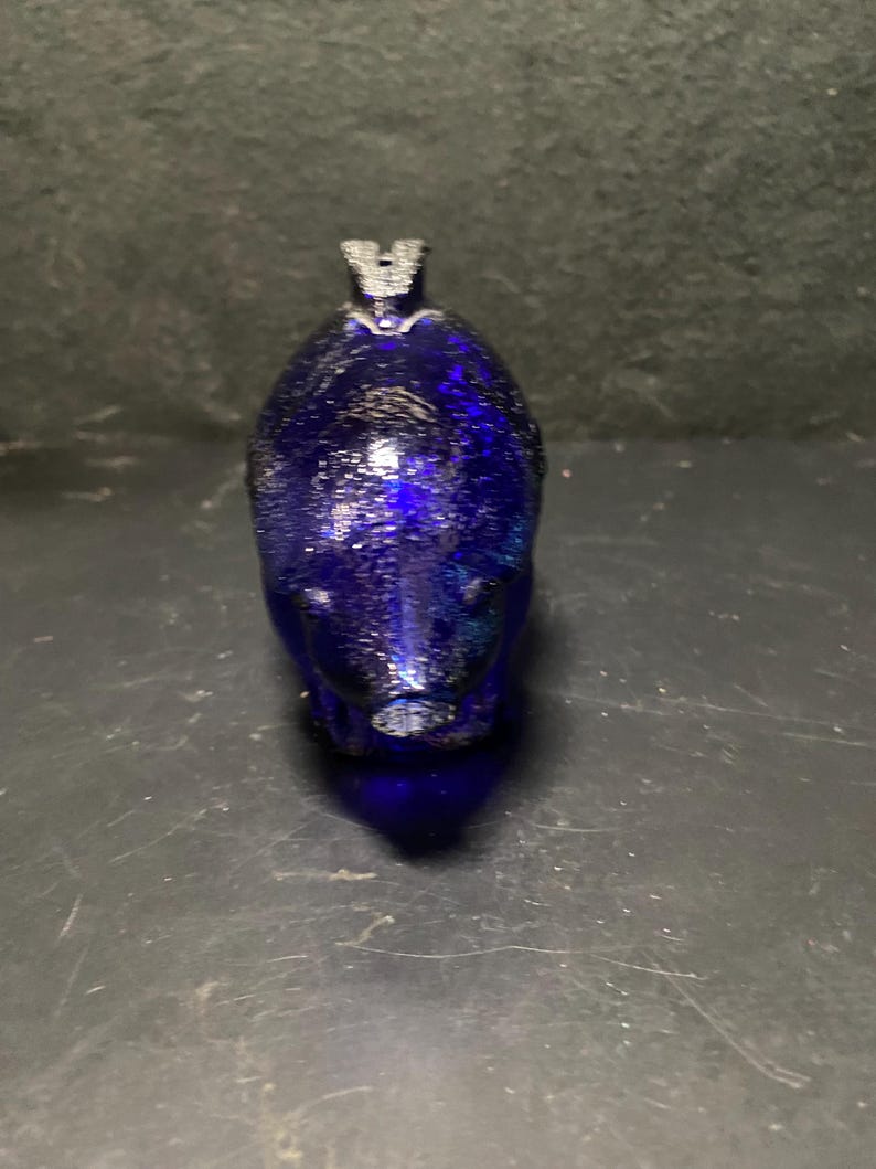 Vintage Anchor Hocking Textured Glass Piggy Bank in Cobalt Blue - Etsy