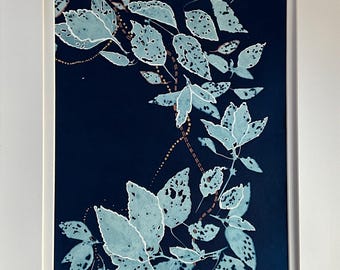 Original Botanical Cyanotype, Blue and White Art, Original Sun Print ...