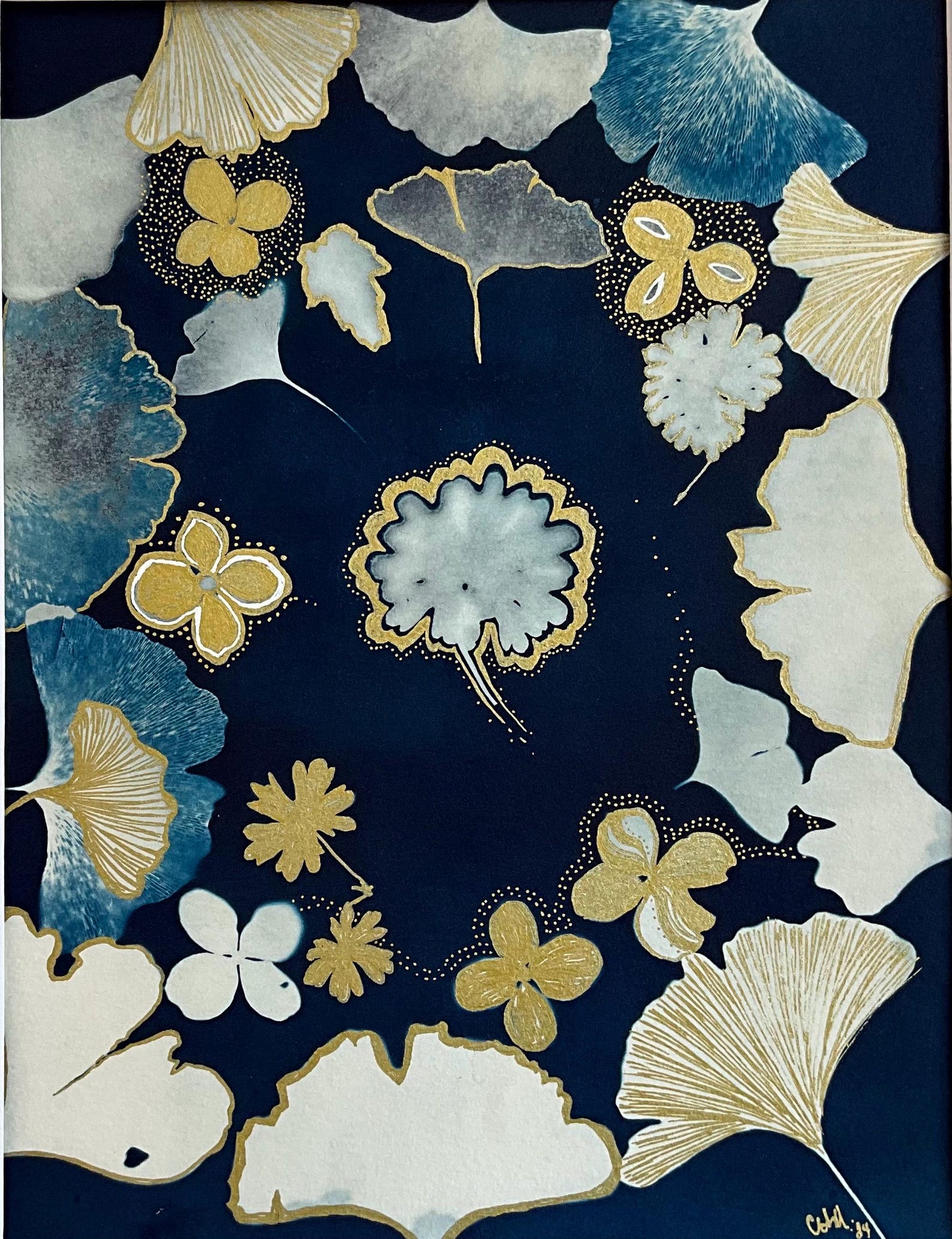 Original Botanical Cyanotype, Blue and White Art, Original Sun Print ...