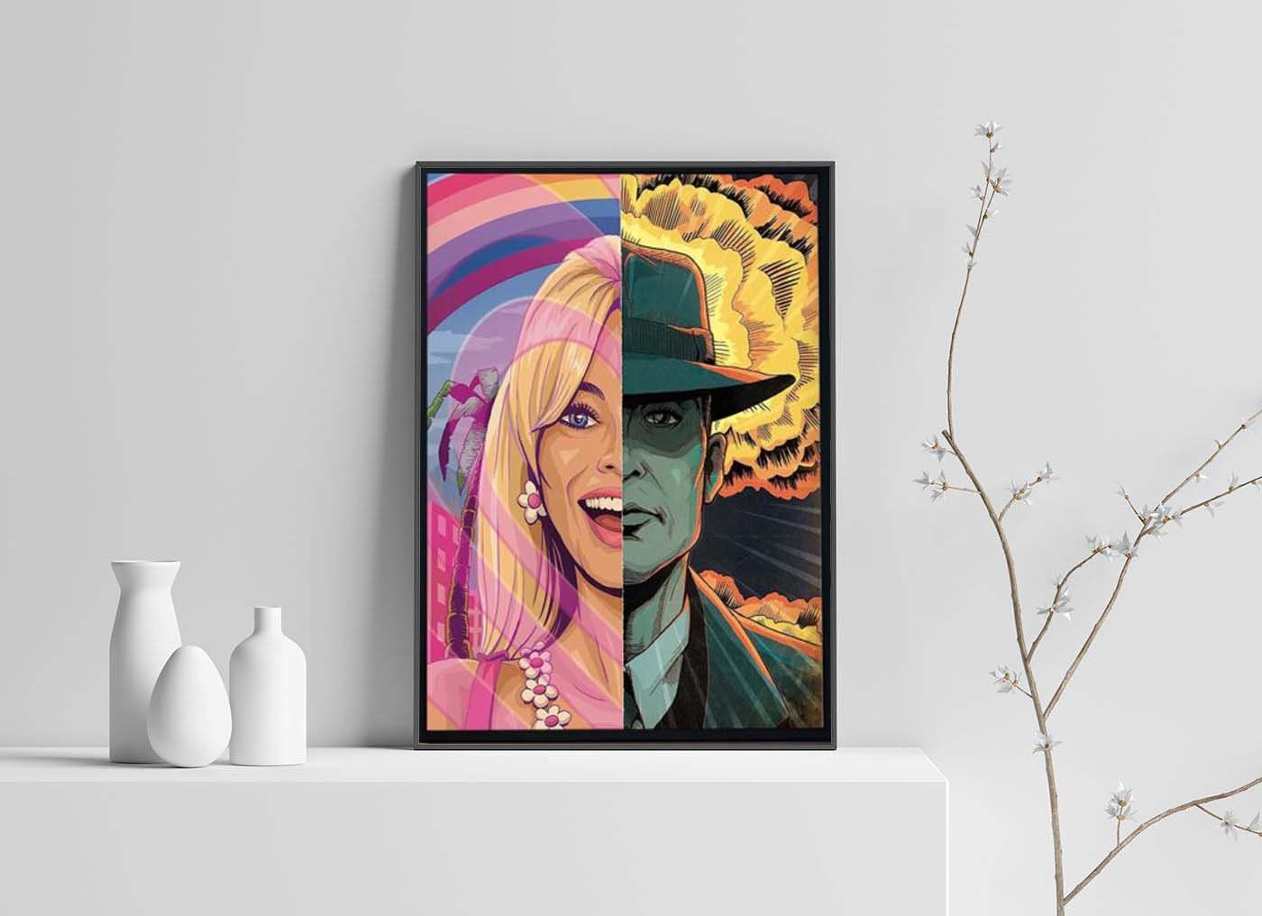 Barbie and Oppenheimer the Battle Split Art Barbenheimer Home - Etsy ...