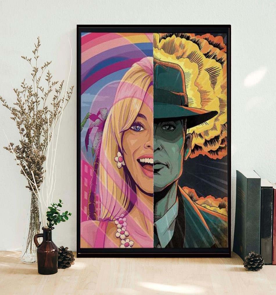 Barbie and Oppenheimer the Battle Split Art Barbenheimer Home - Etsy ...