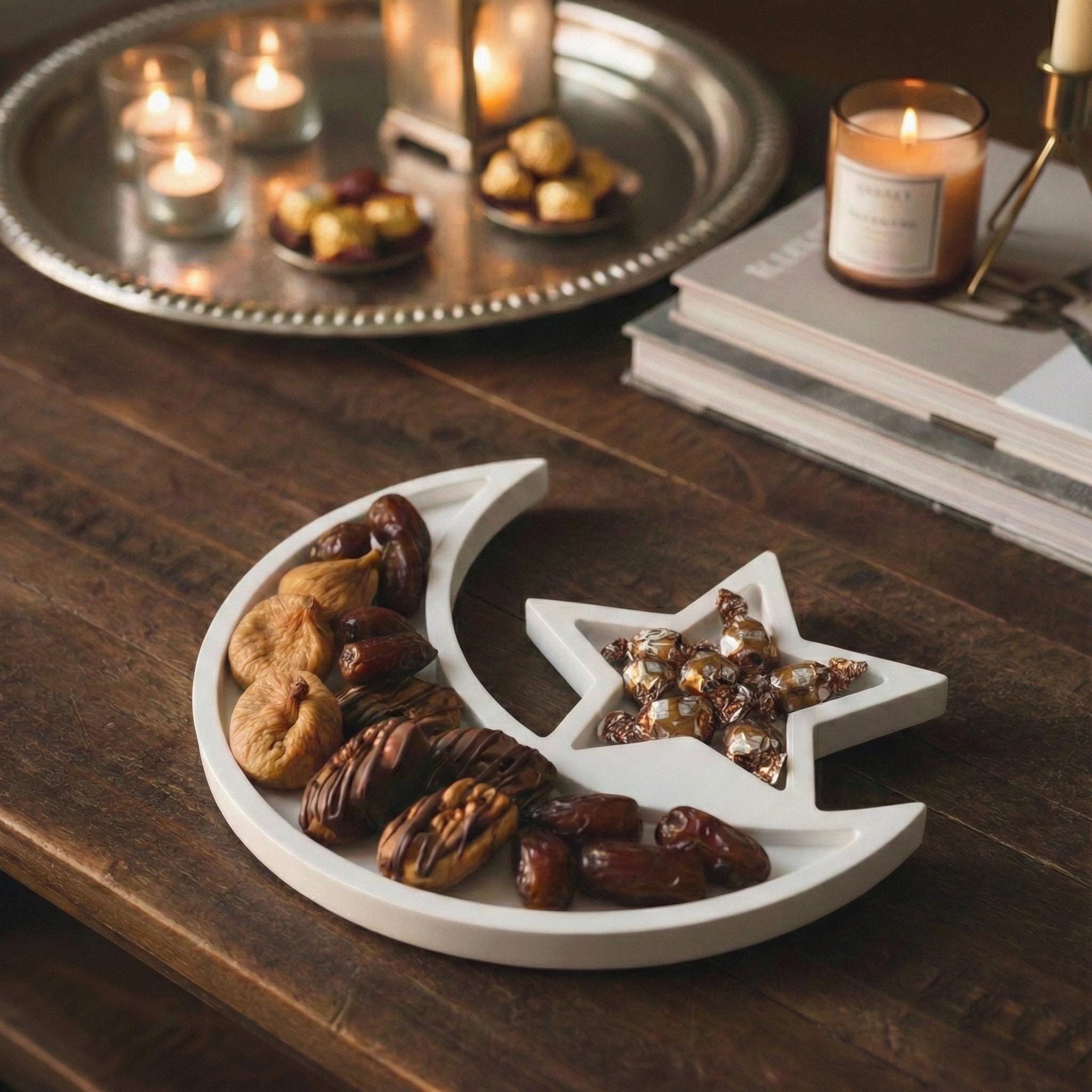 Crescent Moon Star Platter Ramadan Serving Tray Date Holder Ramadan ...