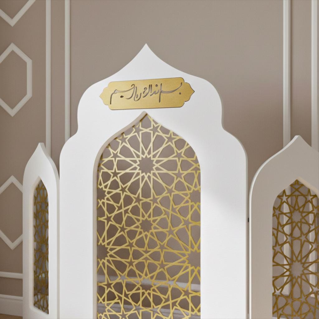 Wooden Mihrab Islamic Home Decor Triple Foldable Mehraab for Prayer ...