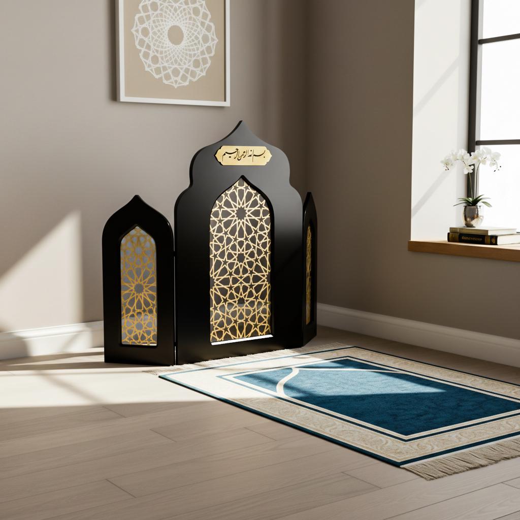 Wooden Mihrab Islamic Home Decor Triple Foldable Mehraab for Prayer ...