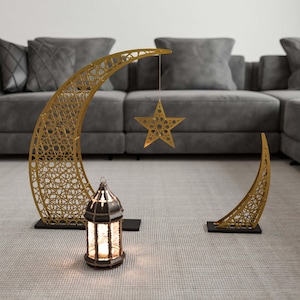 Ramadan Crescent Moon With Star Ramadan Decoration Metal Islamic Home ...