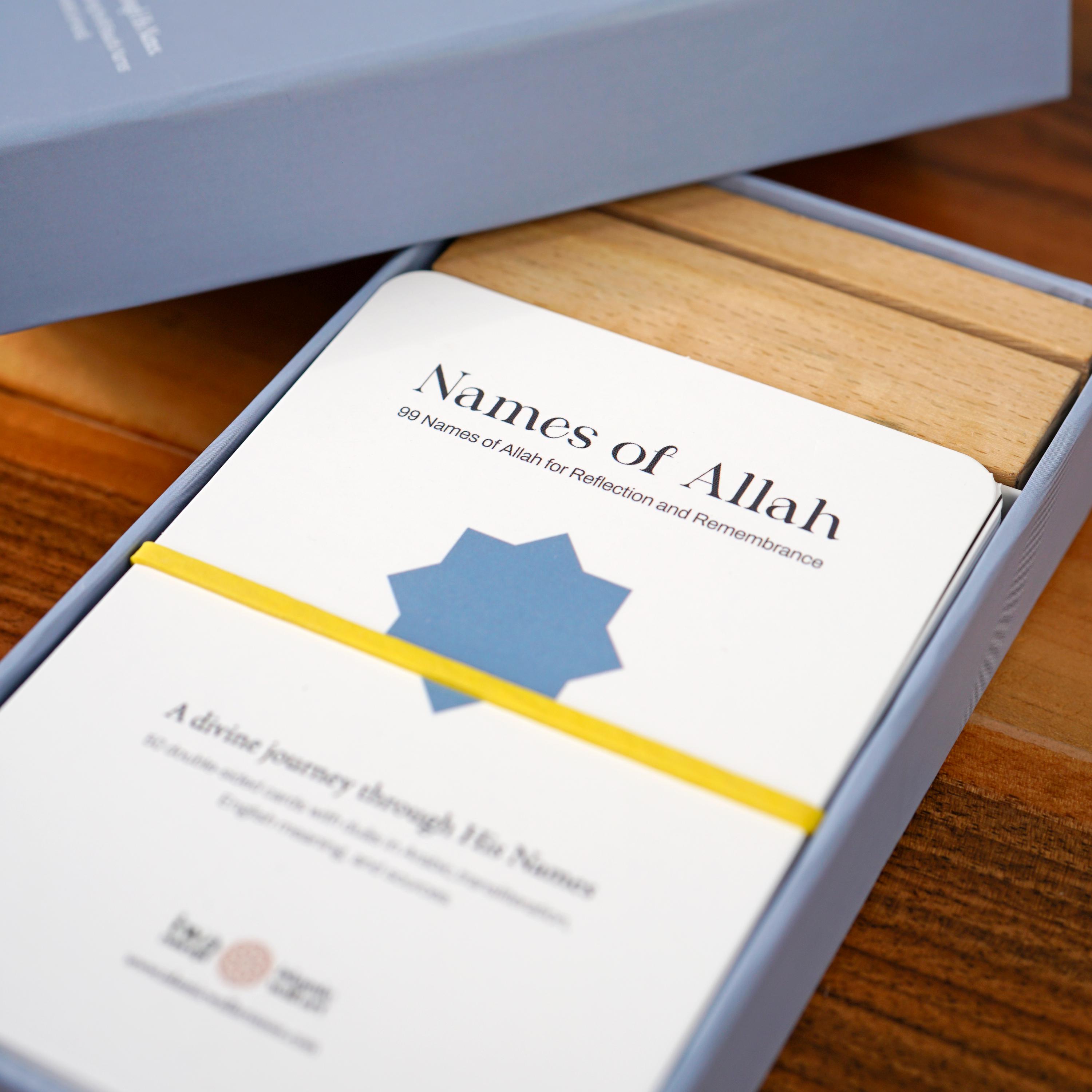 Islamic Reflection Card Deck With Wooden Stand 99 Names of Allah, Daily ...