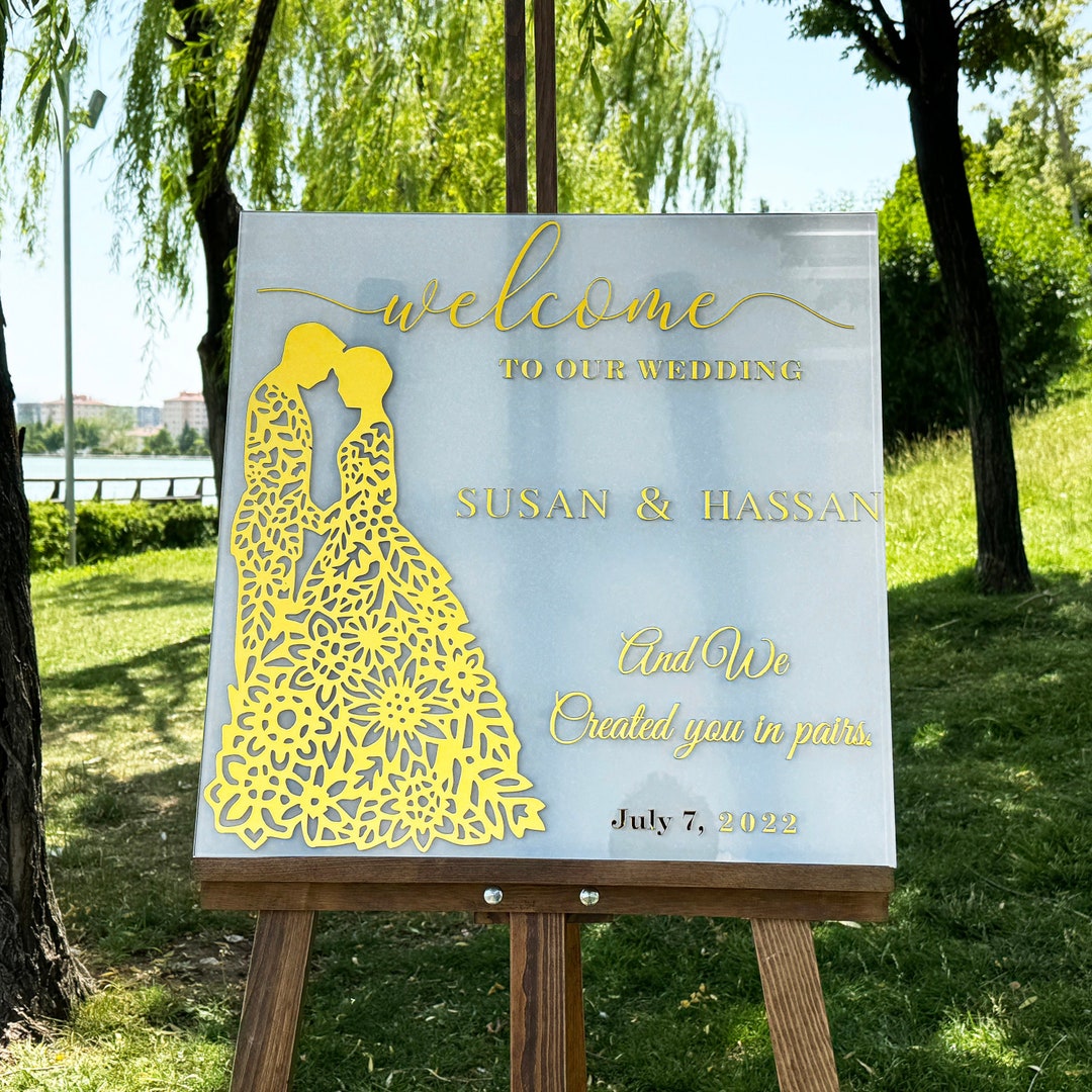 Nikkah Sign Glass Islamic Wedding Welcome Board Surah Nebe Verse 8 ...