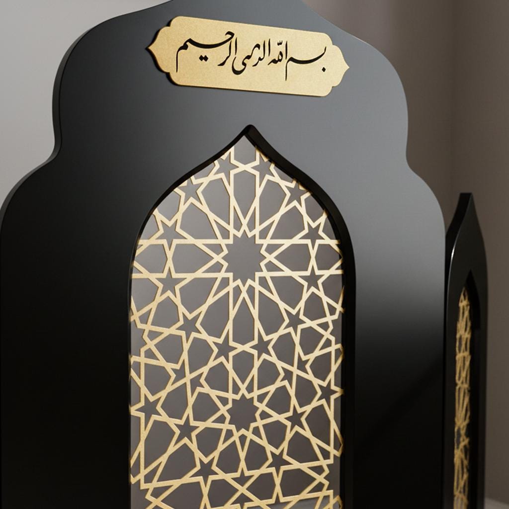 Wooden Mihrab Islamic Home Decor Triple Foldable Mehraab for Prayer ...