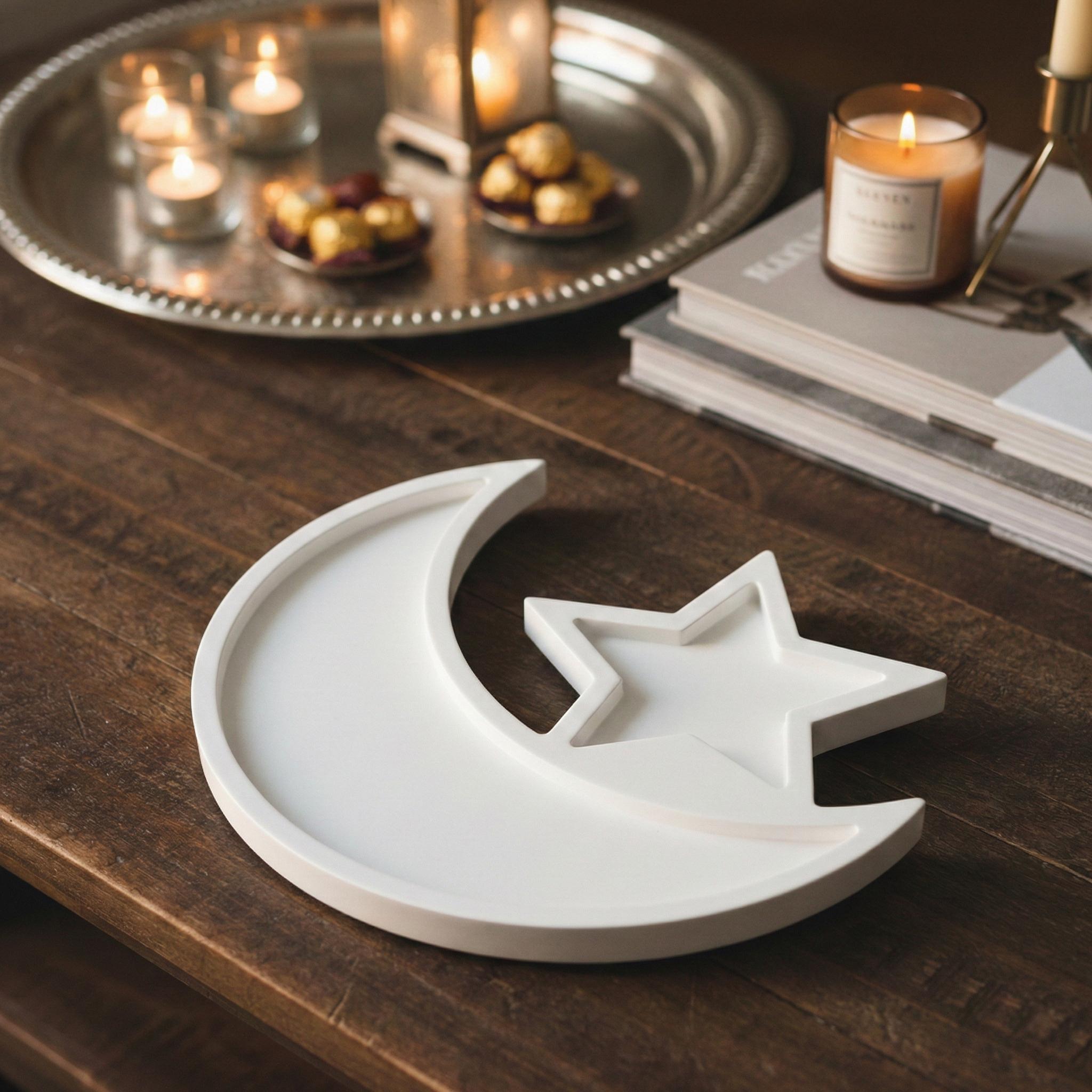 Crescent Moon Star Platter Ramadan Serving Tray Date Holder Ramadan ...