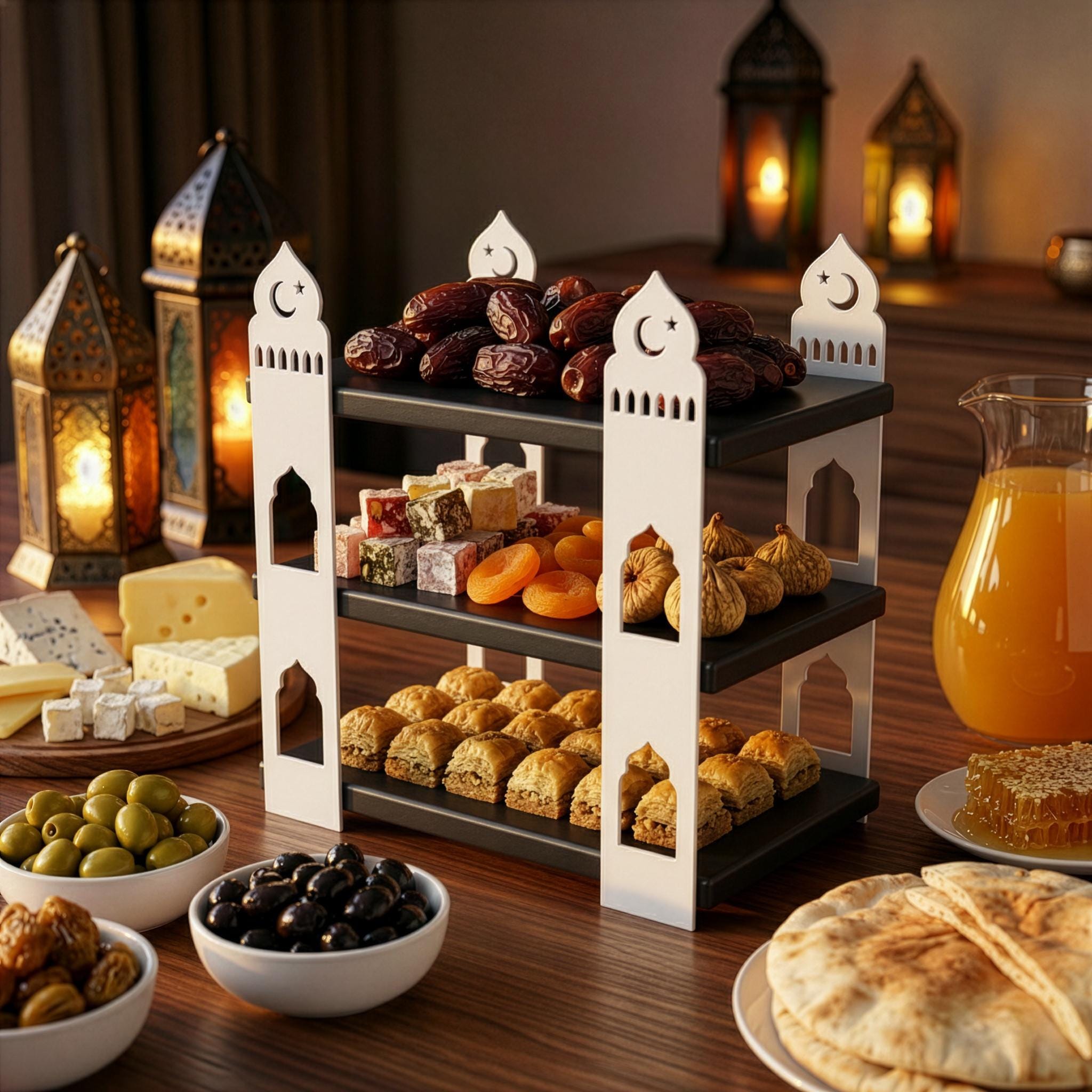 Ramadan Serving Stand 3-tier Mosque Dessert & Date Holder Ramadan ...