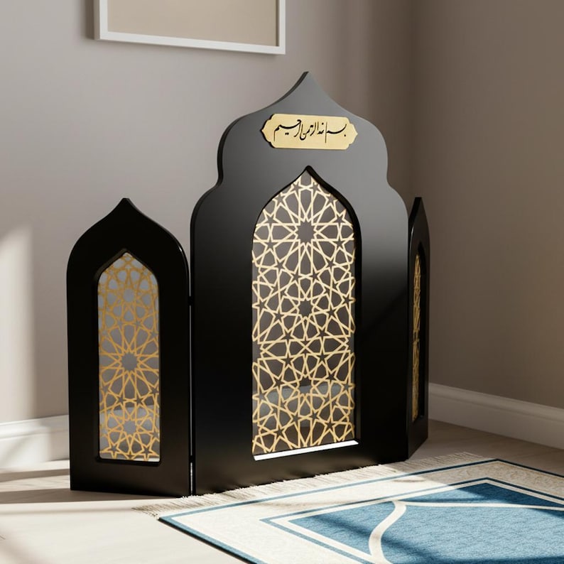 Wooden Mihrab Islamic Home Decor Triple Foldable Mehraab for Prayer ...