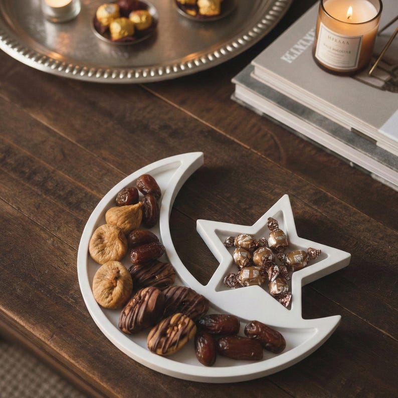 Crescent Moon Star Platter Ramadan Serving Tray Date Holder Ramadan ...
