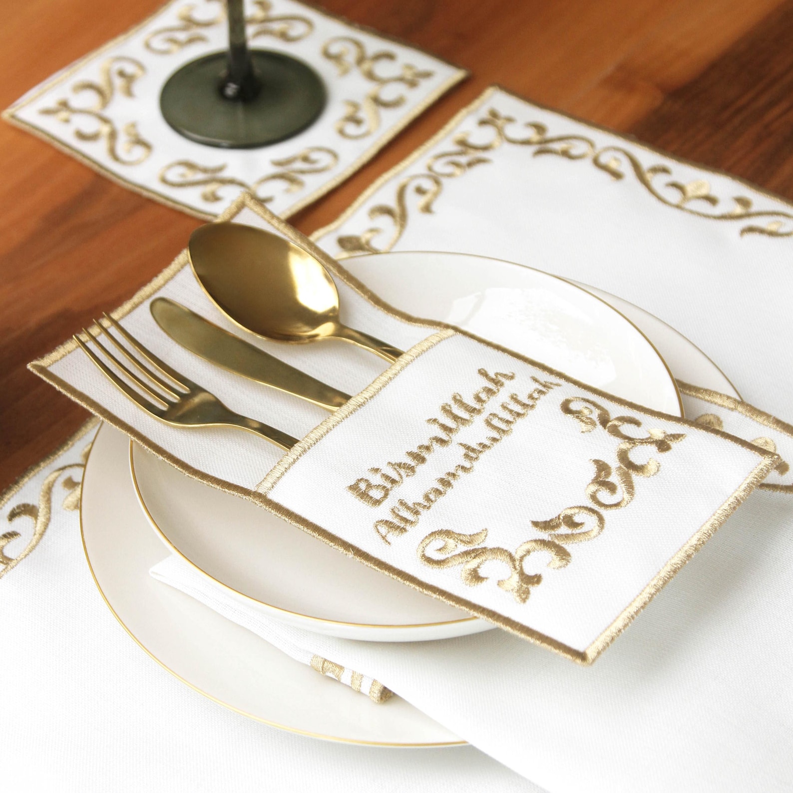 Ramadan Placemat Set for 6 Persons 24 Piece, Bismillah & Alhamdulillah ...