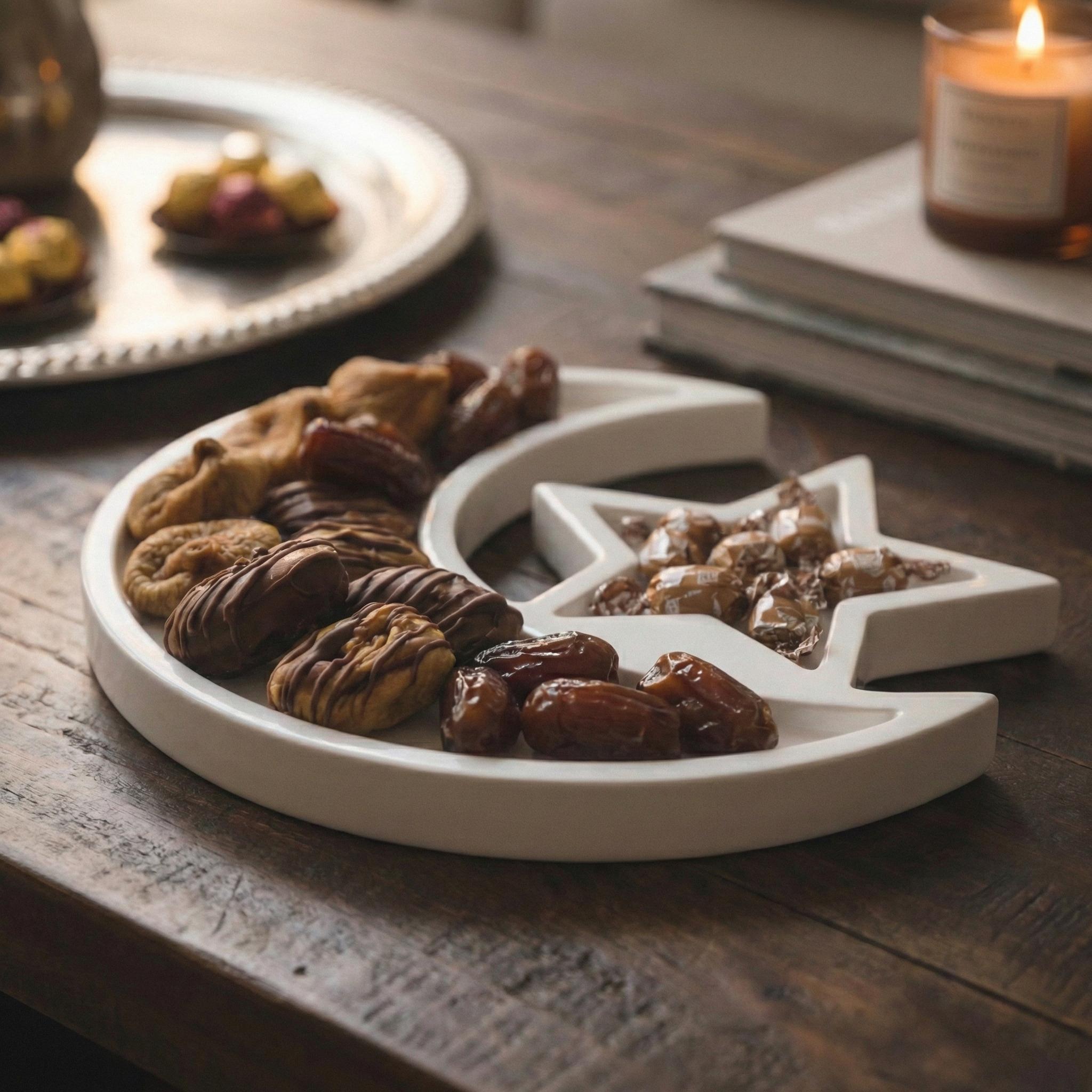 Crescent Moon Star Platter Ramadan Serving Tray Date Holder Islamic ...
