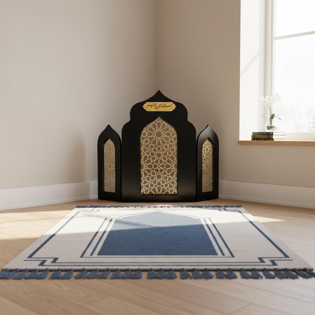 Wooden Mihrab Islamic Home Decor Triple Foldable Mehraab for Prayer ...